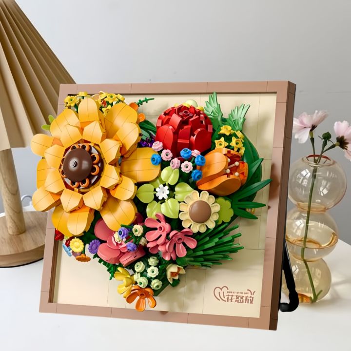 KNEW BUILT Innovative Building Block Flower 3D Photo Frame Ornament ...