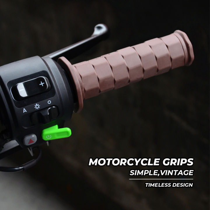 Motorcycle Rubber Handlebar Hand Grips Non Slip Retro Universal ...