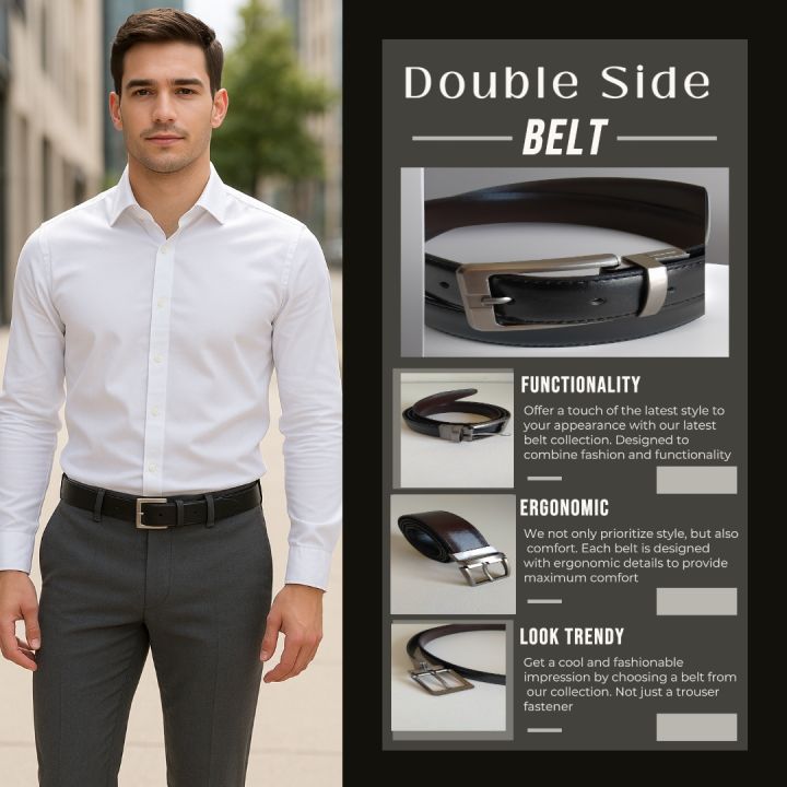 Premium genuine leather Reversible Belt for Men _ 2 in 1 black & Brown ...
