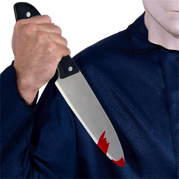 Bloody Knife 30cm Halloween Realistic Plastic Weapon Horror Blade Fancy ...