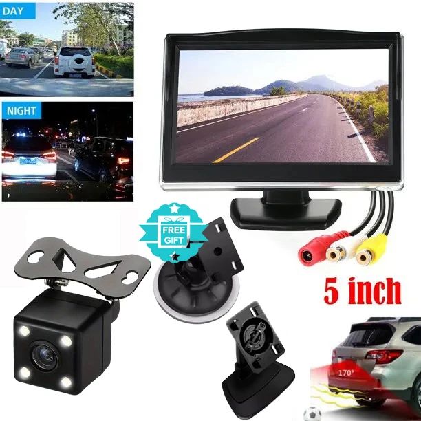 5" HD Monitor with Night Vision Wired Backup Camera 4led Perfect for ...