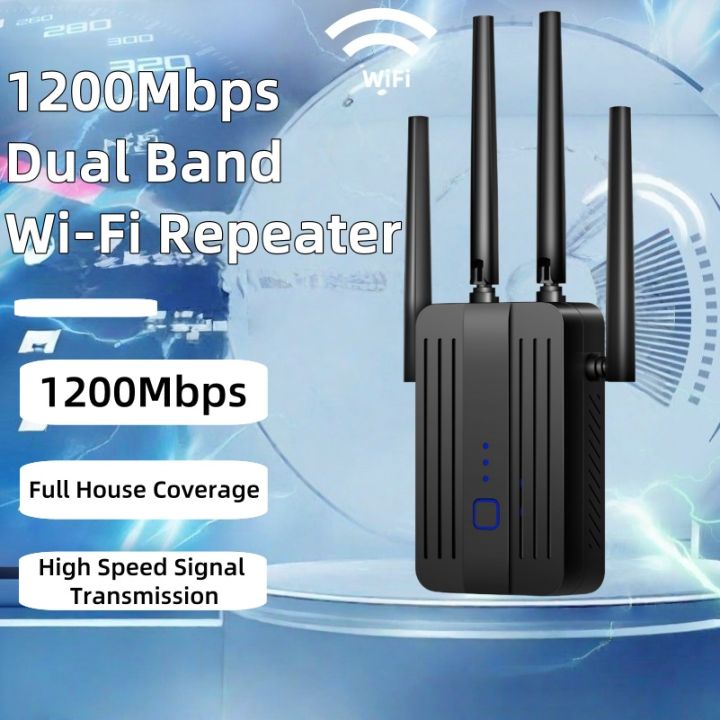 WiFi Repeater Extender 1200Mbps 2.4G/5GHz Dual Band Wifi Signal Wi-Fi ...