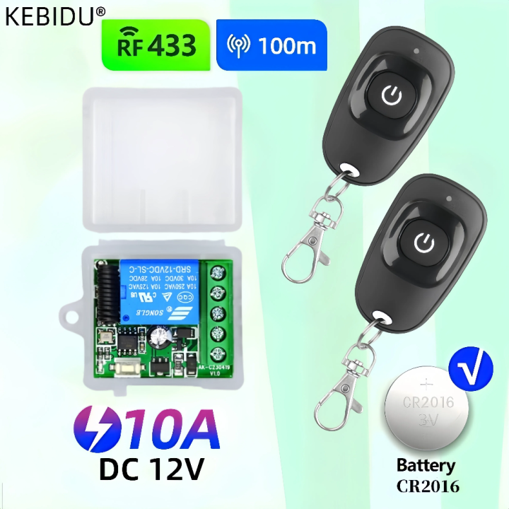 DC 12V 10A Mini Remote Control Switch Universal 433Mhz Wireless Relay ...