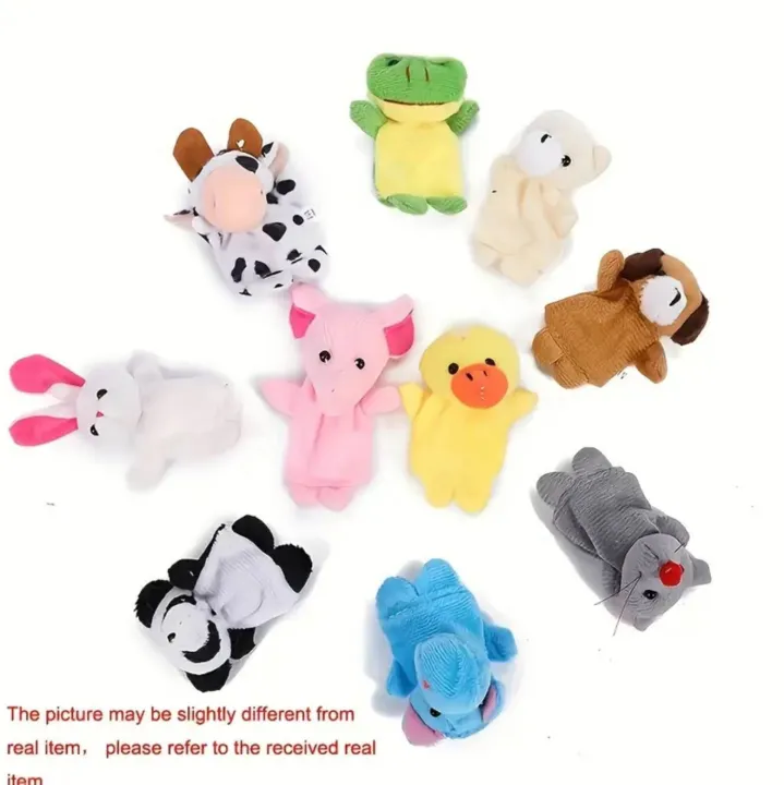 10pcs Colorful Cartoon Finger Puppet Set - Soft Stuffed Animal Dolls ...