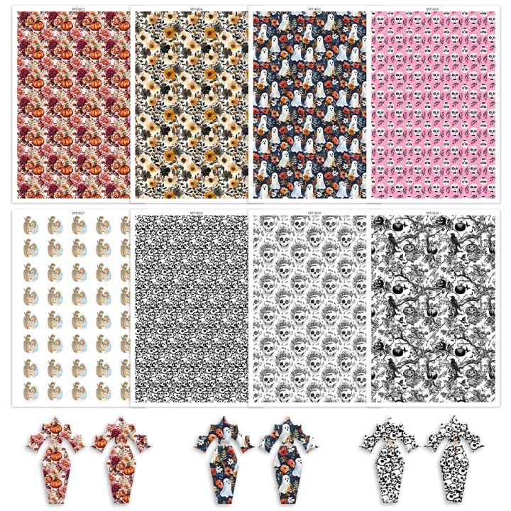 1 Sheet Pumpkins/ghosts/skeletons Halloween Theme Polymer Clay Transfer ...