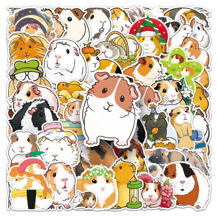 50Pcs Cute Animals Kawaii Guinea Pig Stickers for Kids Cartoon Decals ...