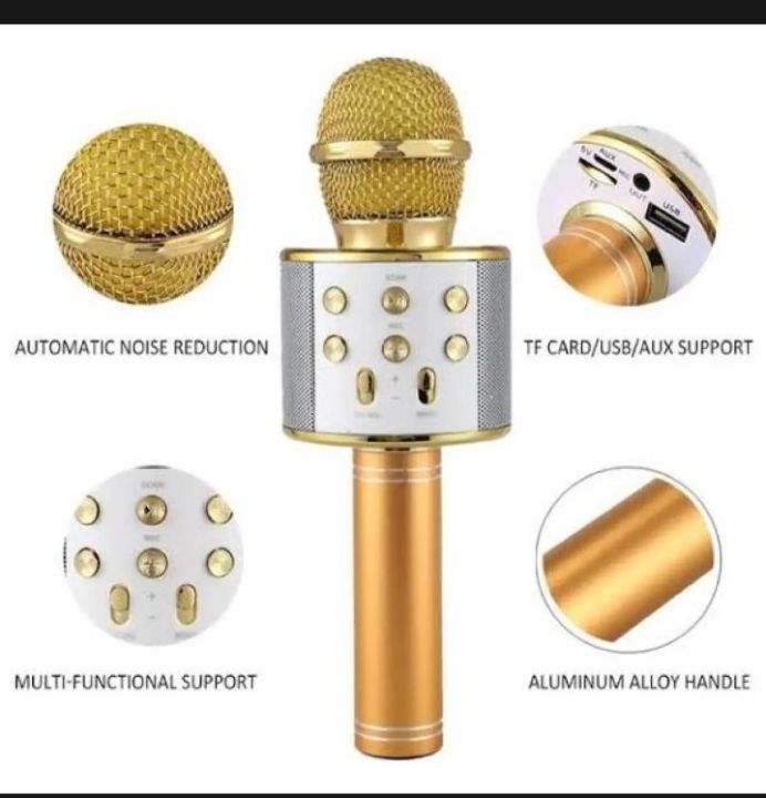 WS 858 Portable Rechargeable Wireless Bluetooth Microphone & HiFi Speaker: Premium KTV Handheld ...
