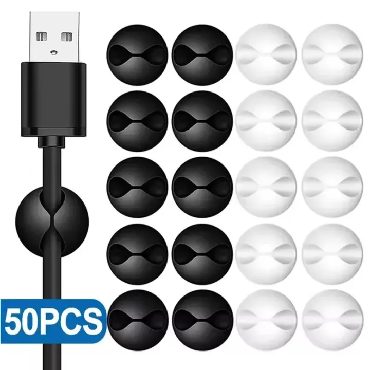 5/50Pcs Mini Cable Organizer Silicone USB Cable Winder Management Clips ...