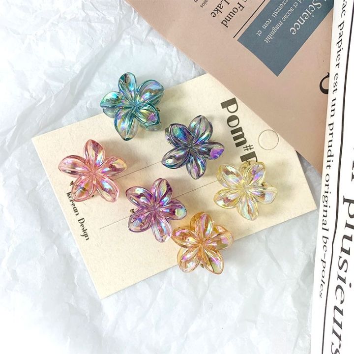 6PCS Fashion Small Shiny Flower Hair Claw Clip Set For Women Girls Mini ...