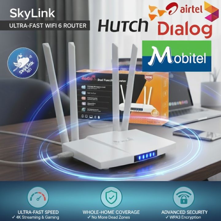 SkyLink 4G/5G LTE WiFi Router WiFi 6 300Mbps SIM Modem Wireless 4 ...