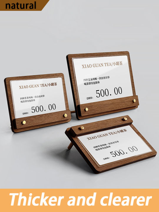 Wooden price display board, label stand, card holder stand, sign stand ...