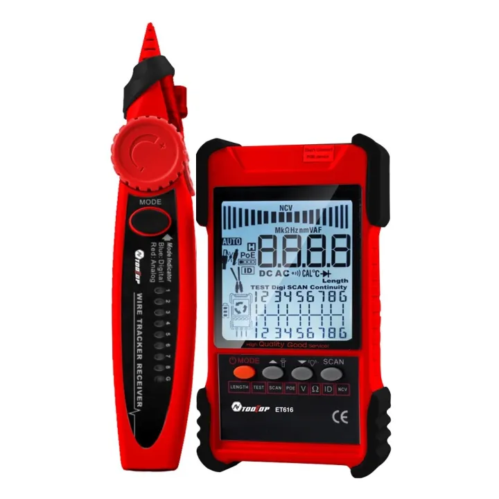TOOLTOP ET616 ET618 Network Cable Tester Multimeter Length Measure LAN ...