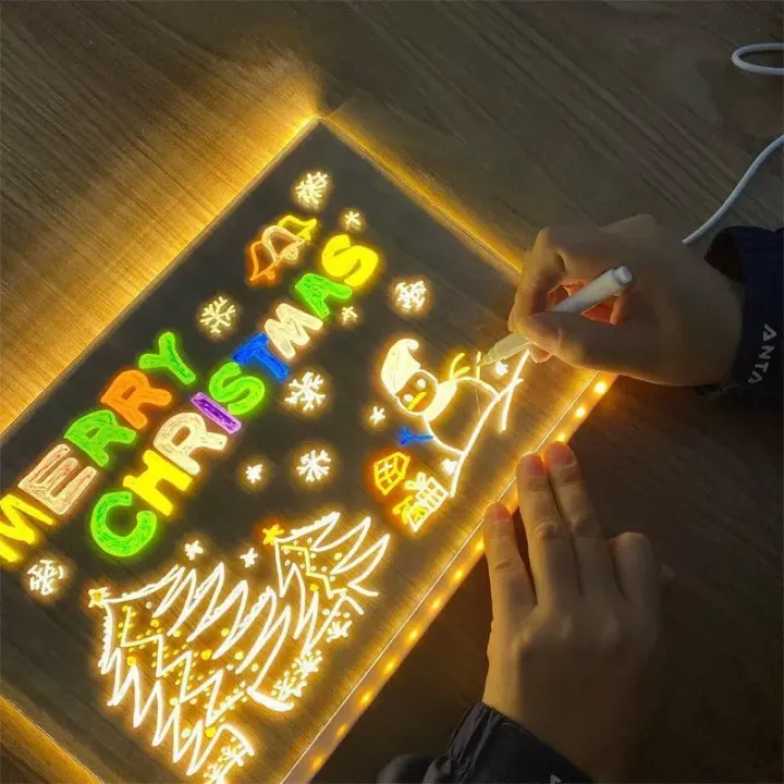 LED Note Board Kid Drawing Toy Luminous Wordpad LED Drawing Board DIY ...