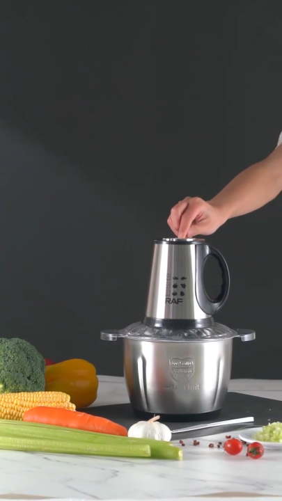 RAF Electric Meat & Vegetable Chopper Grinder – 3L Stainless Steel Bowl ...
