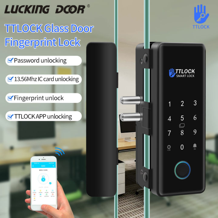 Bluetooth TTLOCK APP Unlock Control Smart Glass Door Lock Electronic ...