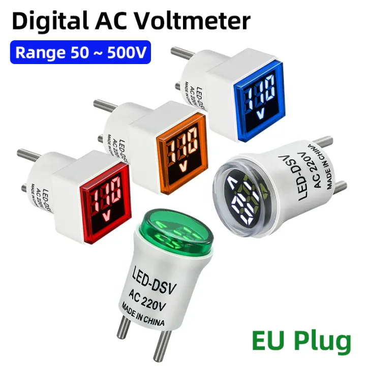 AC 220V/230V Voltmeter Digital Voltage Tester Monitor EU Plug LED ...
