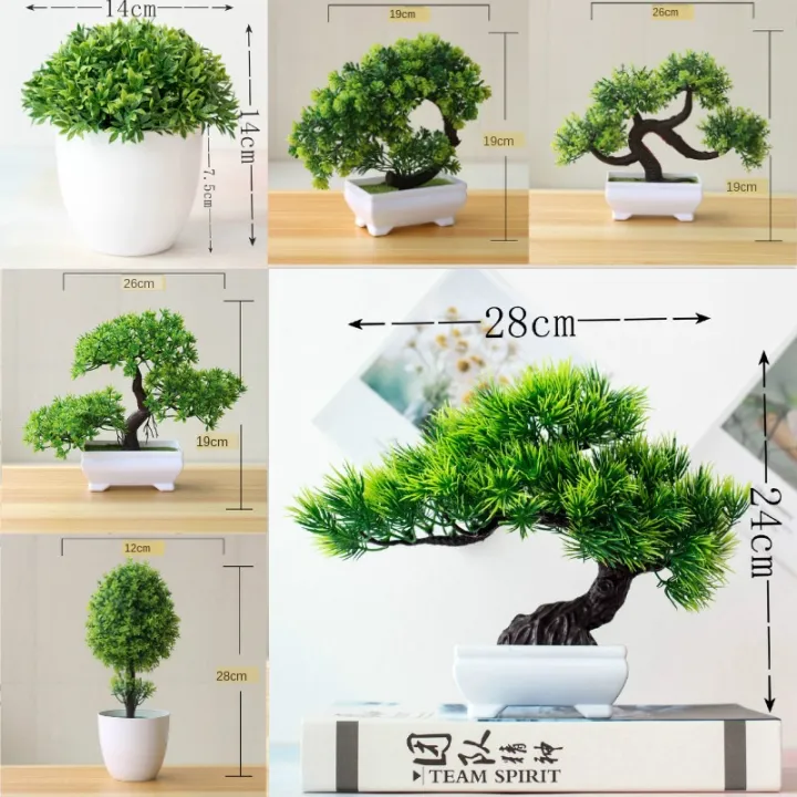 New Green Artificial Plants Bonsai Small Tree Grass Flower Potted ...
