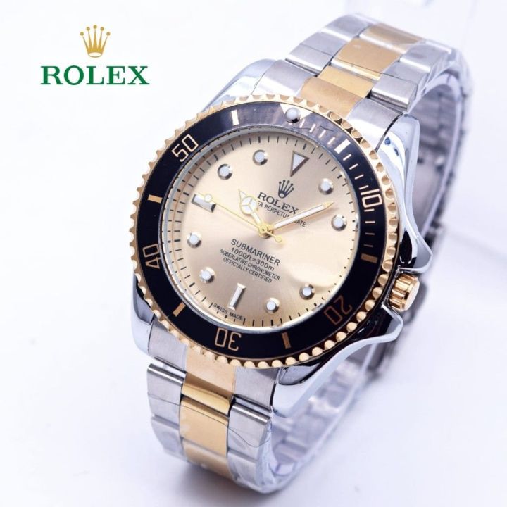 Stainless Steel men watch Analog Business Chain, Silver, Gold, Two Ton ...