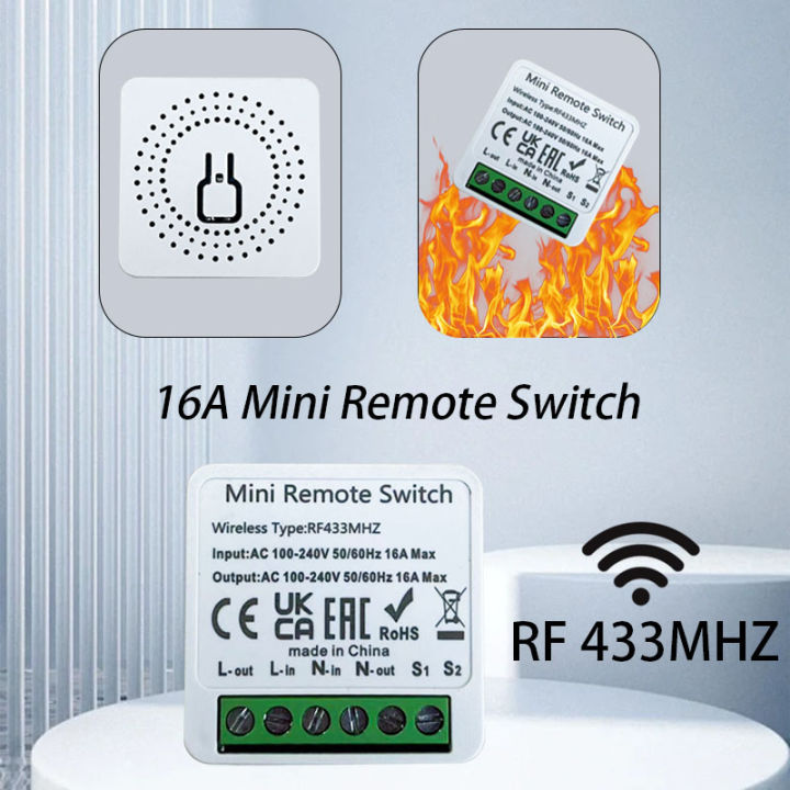 RF 433 MHz Smart Switch Mini DIY Wireless Remote Control Light Switches ...