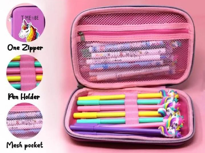 Trendy Zipper Pencil Case Fancy Pouch for Kids – Stylish Geometry Box ...