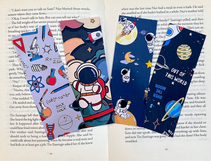 Kawai astronaut bookmarks (pack of 4, laminated | waterproof) | Daraz.pk
