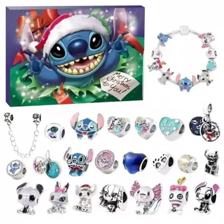 2026 Disney Stitch Advent Calendar Bracelets 24 Days Xmas Countdown ...