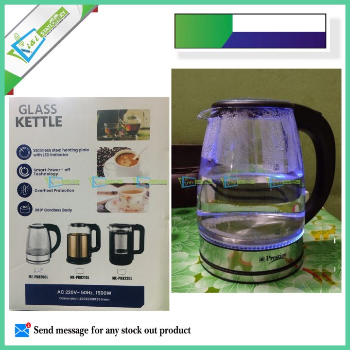 Prestige Crystal Glass Electric Kettle 2 Litre With Led Illumination ...