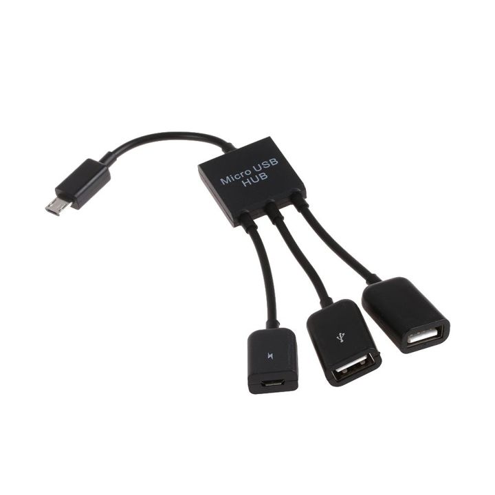 3in1 Male to Female Dual Micro USB Host OTG Hub Adapter Cable For Phone ...