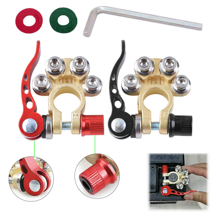 Car Cable Connector Battery Bornes Main Cable Post Clamp Terminal 12V ...