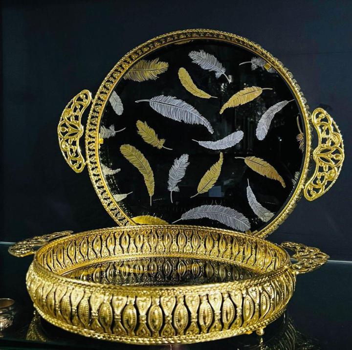 2pc Fancy Vintage Metal Frames Food Tray Set High Quality Turkish Metal ...