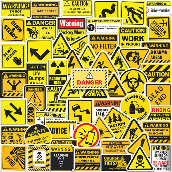 60Pcs Warning Sign Sealing Stickers DIY Stickers Scrapbooking Phone ...