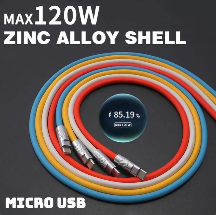 120W 6A Super Fast Charge micro usb Liquid Silicone Cable Quick Charge ...
