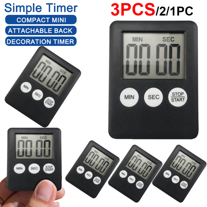 1-3pcs Super Thin LCD Digital Screen Kitchen Timer Square Cooking Count ...