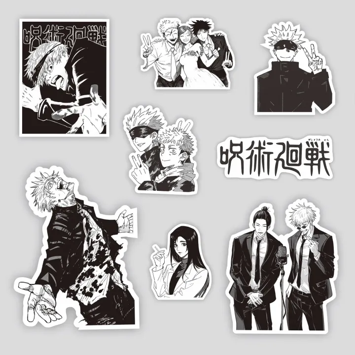 65PCS Black White Jujutsu Kaisen Anime Stickers Decoration Suitcase ...