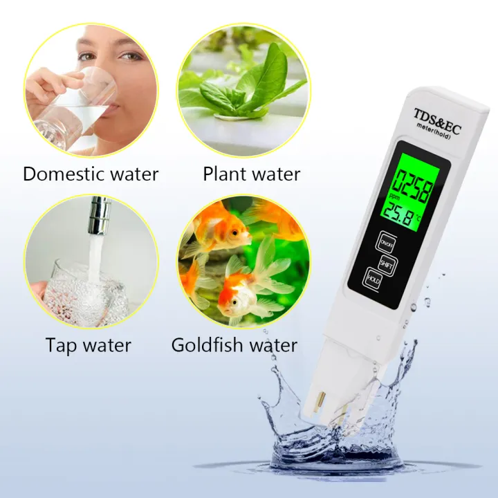 EC TDS Tester PH Meter Aquarium Pool Water Quality Analyzer Purity ...