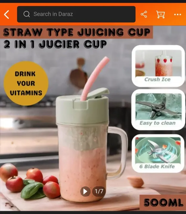 Mini Juicer Cup - Portable Electric Mini Blender Bottle Juicer for ...