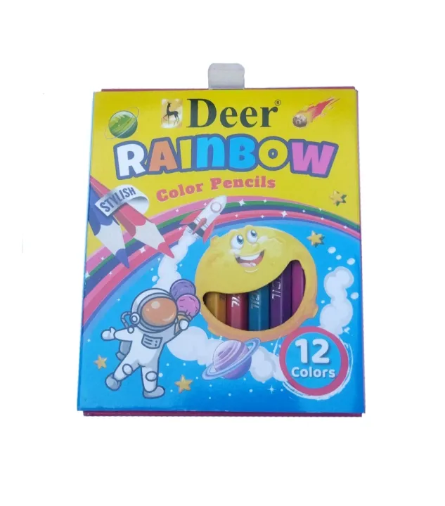 Deer Rainbow Half Size Color Pencils (12 Pcs) – Vibrant & Smooth ...