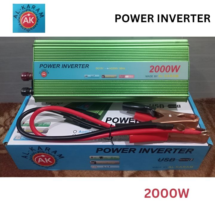 Al karam Power Inverter 2000W DC 12V To AC 230V Power Supply Converter Dual USB Can Run Fridge ...