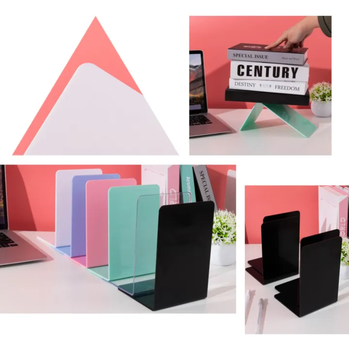 4-Piece Book Stand Simple Book Clip Book End with Desktop Creative Ins ...