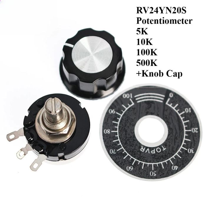 RV24YN20S Potentiometer Set 10K 100K 5K 500K Potentiometer + A03 Knob ...