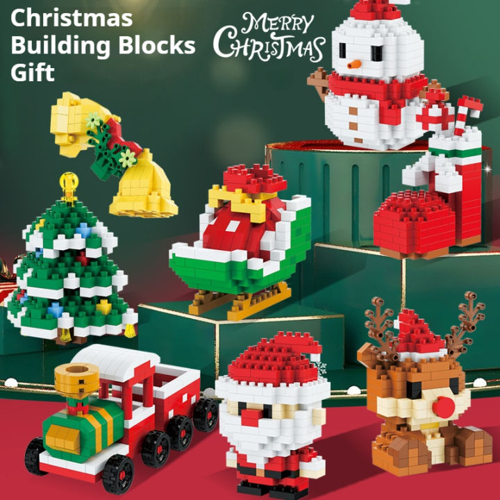 Christmas Gifts Micro Building Block DIY Domino Game Santa Claus ...