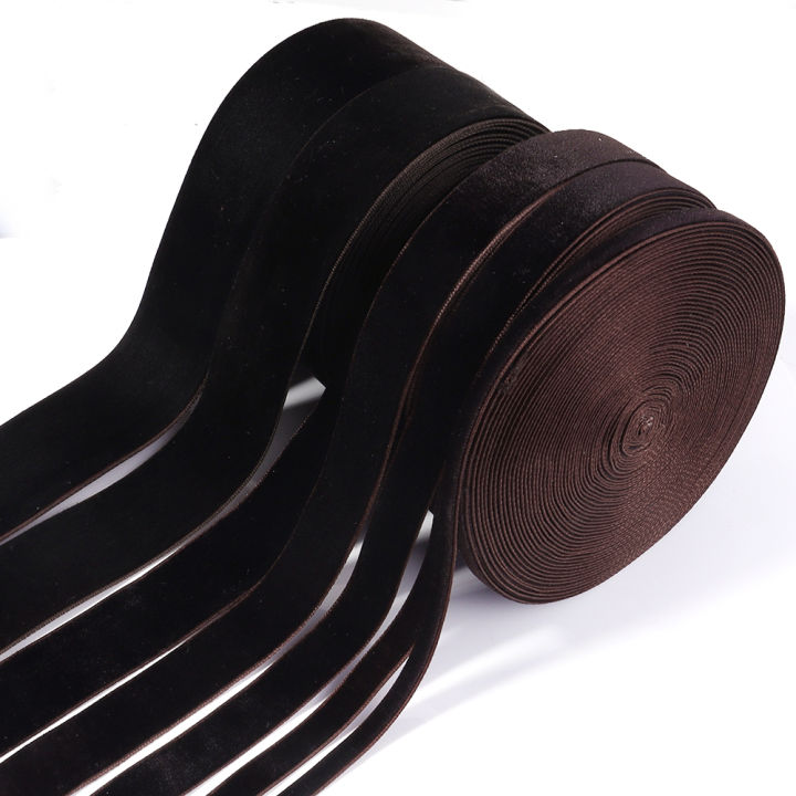 5-10Yards/roll Velvet Ribbons Deep Brown Color Single Face Flocking ...