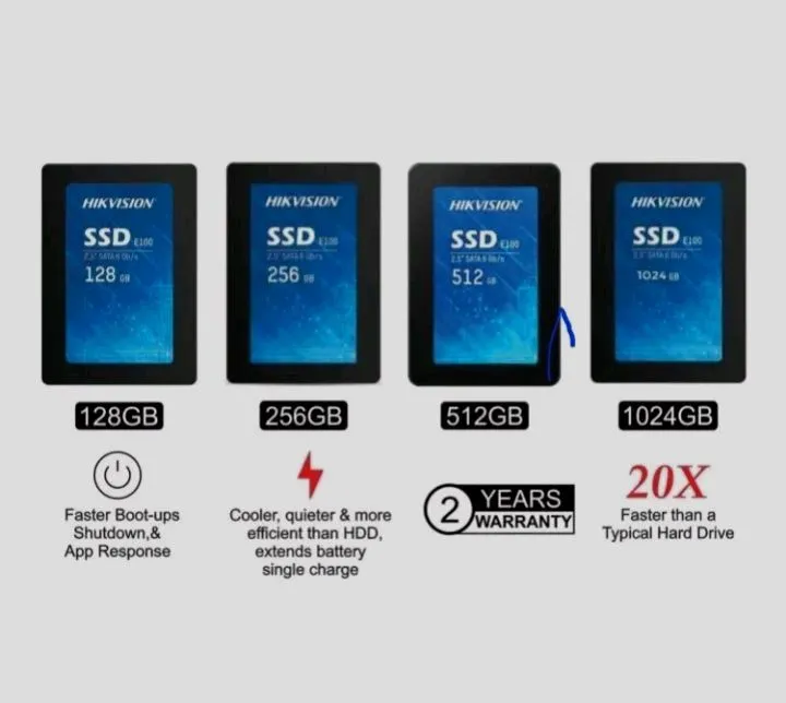 Hikvision Premium Quality 128GB - 256GB - 512GB- 1TB SATA SSD 2.5 2 ...