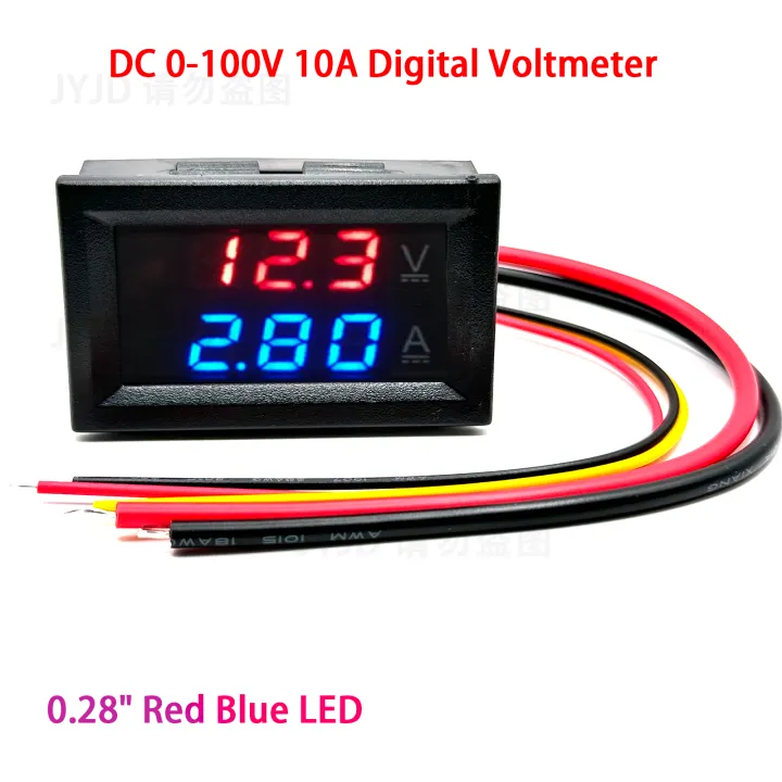 DC 0-100V 10A Digital Voltmeter Ammeter Dual Display Voltage Detector ...