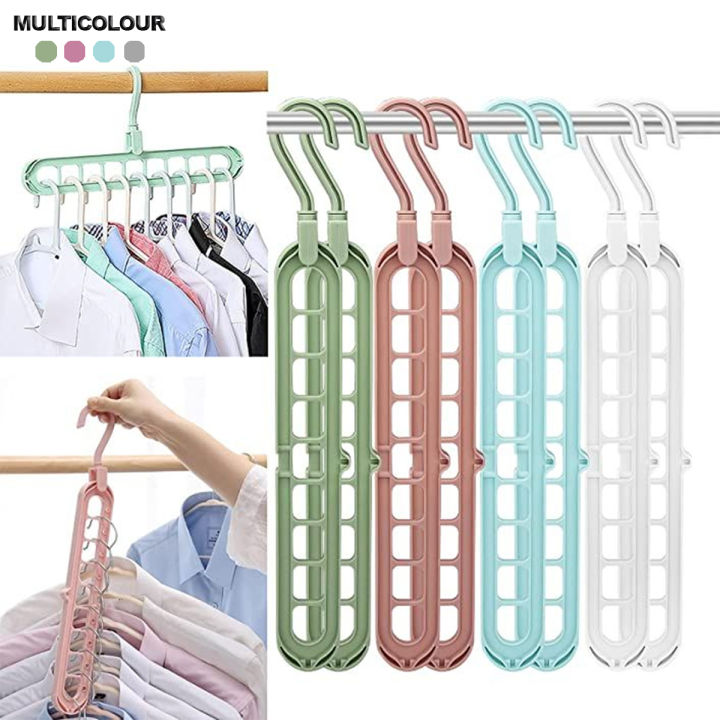 Magic Rotating Hanger 9 Holes Smart Cloth Organizer Changeable Clothes ...