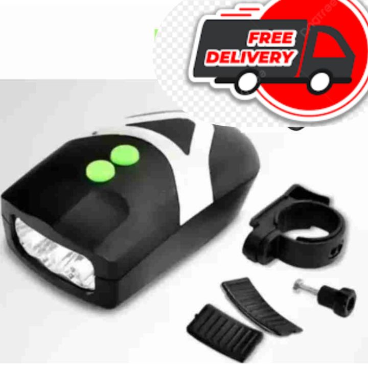 Cycle Front Light Head Light+Bell Horn Hooter Siren Alarm 3 Modes LED ...