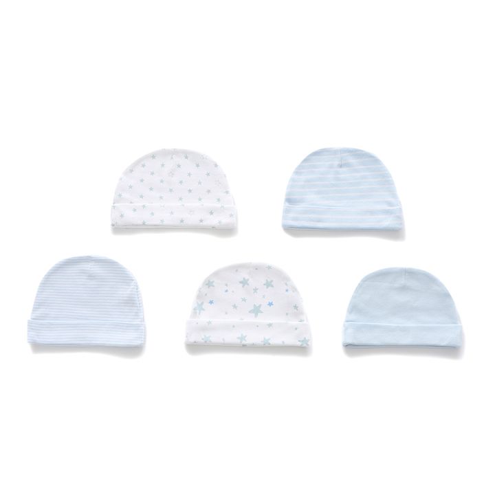 Pack of 6 Baby Born Round Caps – Soft Cotton Newborn Caps | Unisex Baby ...