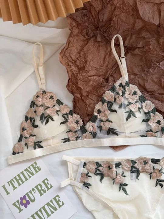 Couples Underwear Bra Set - French Black Lace & Cotton Romantic ...