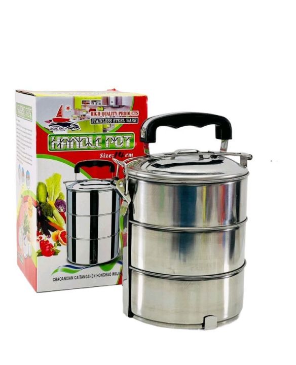 Stainless Steel Food Carrier / Lunch Carrier with Handle Pot / 3 Layer ...