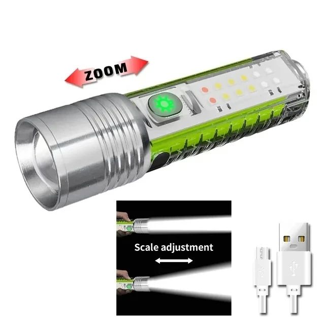 Powerful White Laser Flashlight Zoom Fluorescence Portable Long-range ...